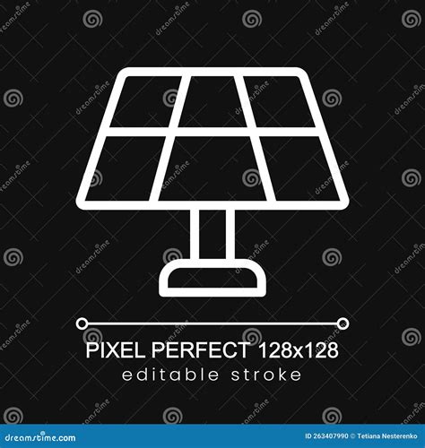 Solar Panel Pixel Perfect White Linear Icon For Dark Theme Stock Vector Illustration Of Solar
