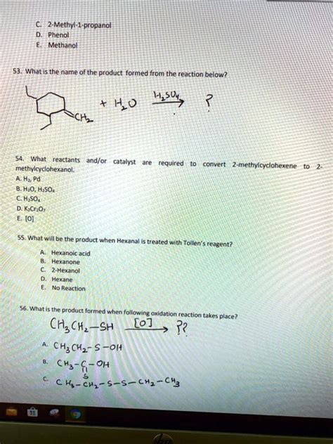 SOLVED: 2-Methyl: propanal Phenol Methanol What is the name of the product formed from the ...