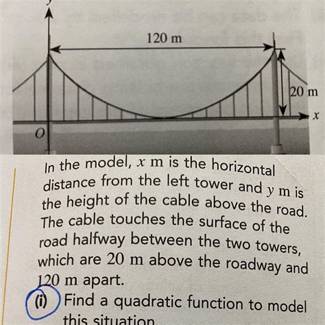 [grade 12 math] how do we get a quadratic function to modal the bridge