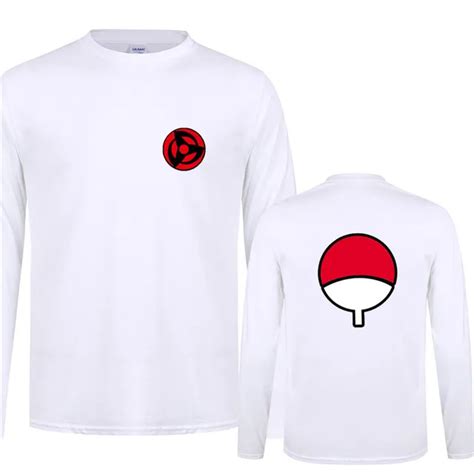 Anime Naruto T Shirts Men Uchiha Clan T Shirt Long Sleeve Cotton