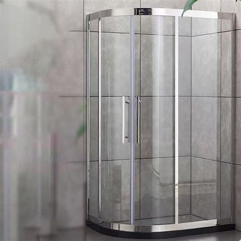 Stainless Steel Shower Stall Clear Tempered Glass Shower Stall Clearhalo