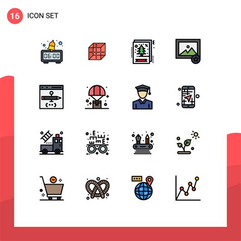 16 Thematic Vector Flat Color Filled Lines And Editable Symbols Of Develop Browser Christmas App