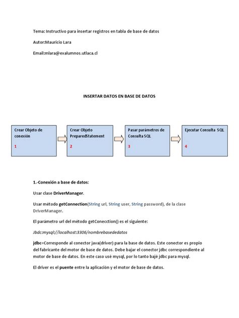 Insertar Datos En Base De Datos Pdf Sql Mi Sql