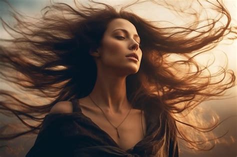 Premium Ai Image Ai Generative Woman With Long Hair Blowing In The Wind