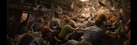 Group Of People Standing Inside Of A Train Generative Ai Stock Image