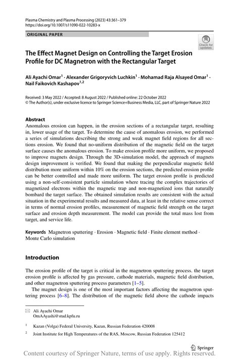 The Effect Magnet Design On Controlling The Target Erosion Profile For