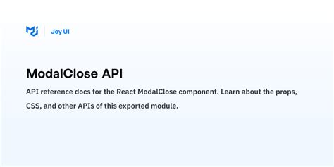 Modalclose Api Joy Ui