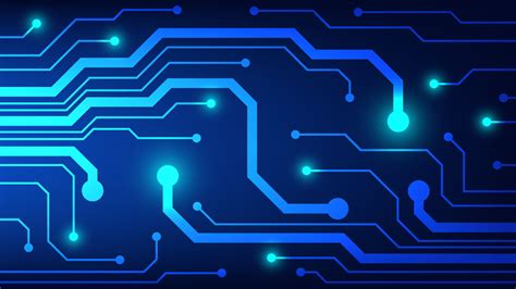 Hi Tech Digital Circuit Board Ai Pad And Electrical Lines Connected On Blue Lighting Background