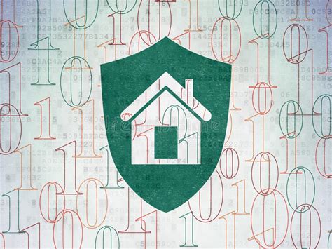 Business Concept Shield On Digital Data Paper Background Stock