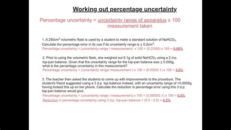 How To Work Out The Percentage Error