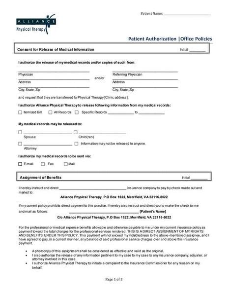 Alliance Rehab And Physical Therapy Patient Registration Form