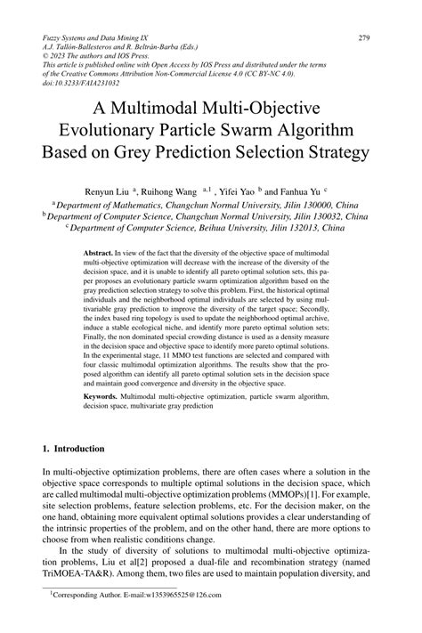 Pdf A Multimodal Multi Objective Evolutionary Particle Swarm