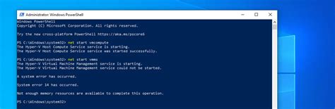 Hyper V Virtual Machine Management Not Enough Memory Resources Are Available To Complete This