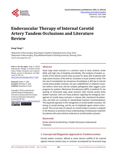 Pdf Endovascular Therapy Of Internal Carotid Artery Tandem Occlusions