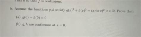 Solved B Assume The Functions Gh Satisfy