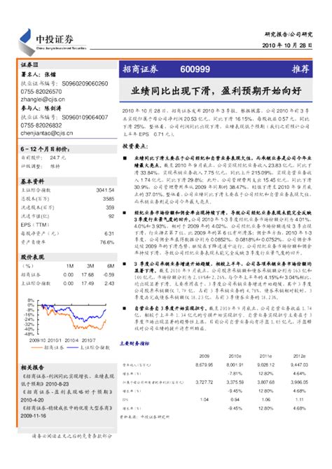 业绩同比出现下滑盈利预期开始向好