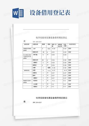 物品借用登记表Word模板下载 熊猫办公