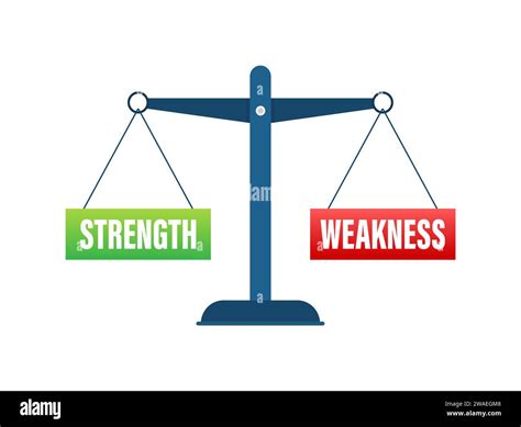 Strength Versus Weakness Scales Concept Vector Illustration Of