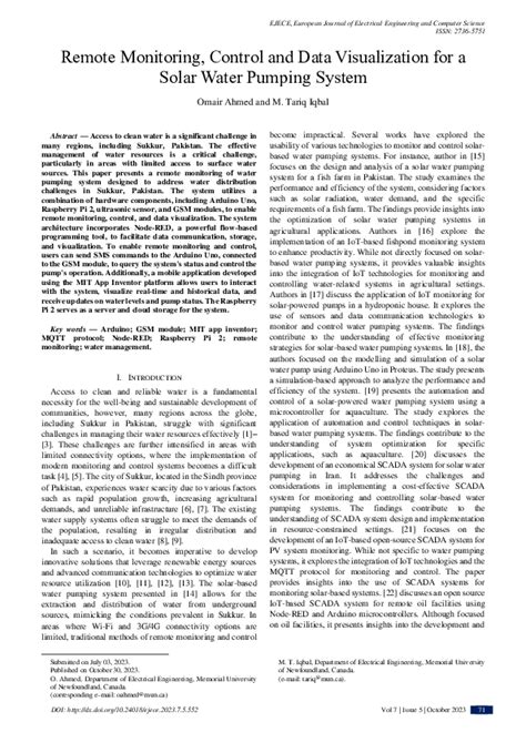 Pdf Remote Monitoring Control And Data Visualization For A Solar Water Pumping System