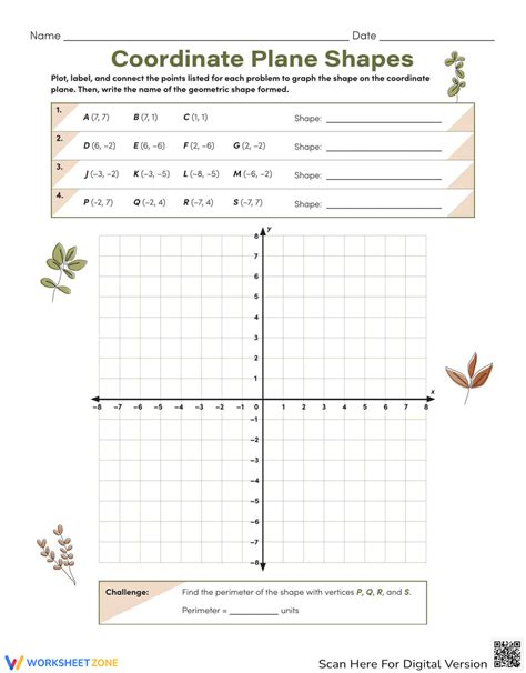 Coordinate Plane Shapes Worksheet