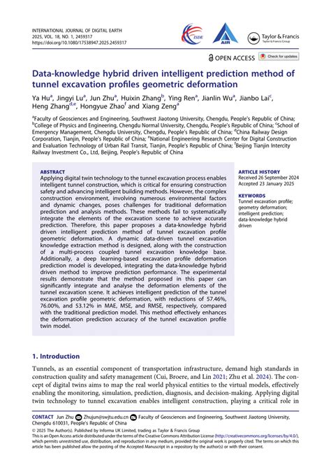Pdf Data Knowledge Hybrid Driven Intelligent Prediction Method Of Tunnel Excavation Profiles