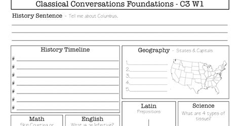 Homeschooling With A Classical Twist Cycle 3 Week 1 Review Sheets