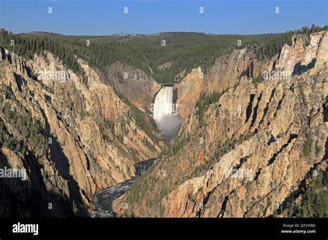 The Famous And Scenic Yellowstone Falls At Yellowstone National Park Is