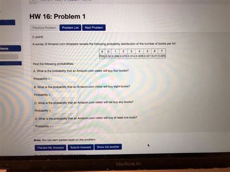 Solved Hw 16 Problem 1 Previous Problem Probler List Next