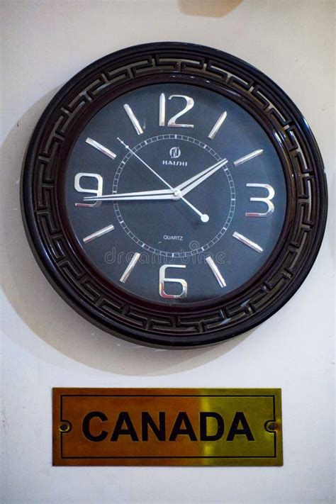 Old Delhi India December 9 2019 Round Metal Clock On White Wall