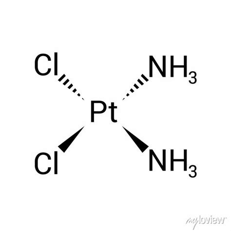 Chemical Structure Of Cisplatin Cl2h6n2pt Posters For The Wall • Posters Vector Symbol