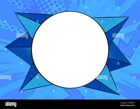 Blank Circle Shape On Blue Cartoon Vector Comic Book Background Stock