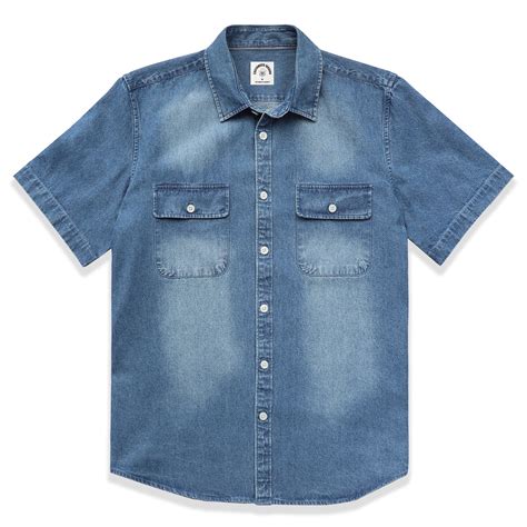 Dubinik®mens Short Sleeve Button Down Shirts Denim Short Sleeve Shirt