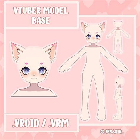 Vroid Base Model Furrycat Girl Vtuber Base Model Etsy