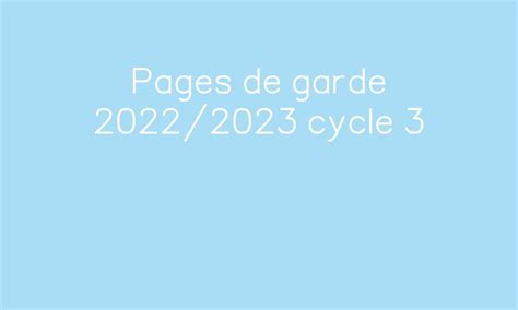 Pages De Garde 2022 2023 Cycle 3 Par ReCreatisse Jenseigne Fr