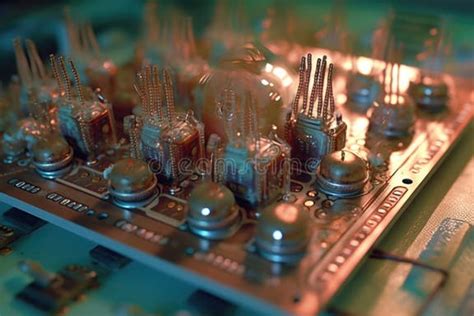 Close Up Of Electronic Brain Implants On A Circuit Board Stock Illustration Illustration Of