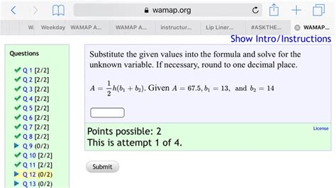 Solved I Need Help With Substituting The Given Values Into
