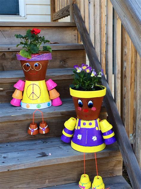 Clay Pot People Flower Pot Art Clay Flower Pots Flower Pot Crafts