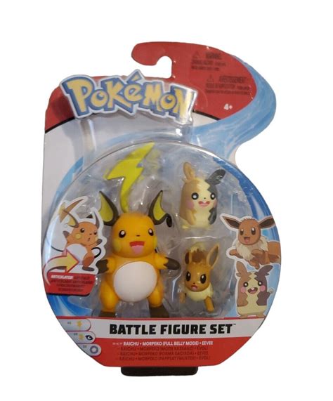 Mavin Pokemon Battle Figure Set Raichu Eevee Full Belly Mode Morpeko