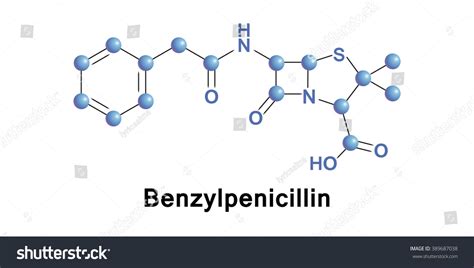 Benzylpenicillin Penicillin G Narrow Spectrum Penicillin Stock Vector