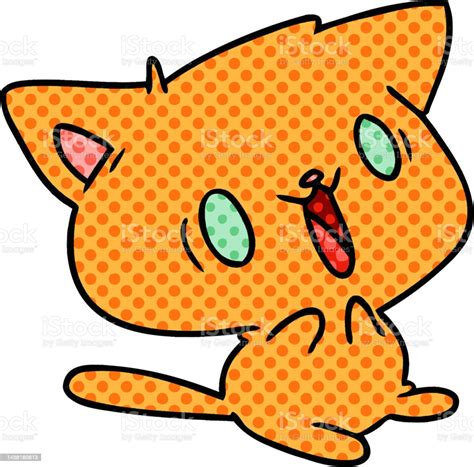 Cartoon Illustration Of Cute Kawaii Cat Stock Illustration Download