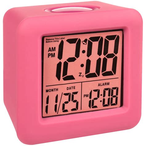 National Equity Soft Cube LCD Pink Alarm Clock Walmart Com