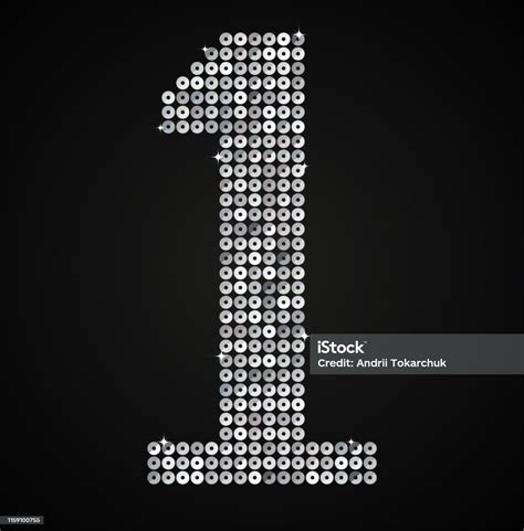 벡터 실버 반짝이 스팽글 번호 1 1에 대한 스톡 벡터 아트 및 기타 이미지 1 개념 교육 Istock
