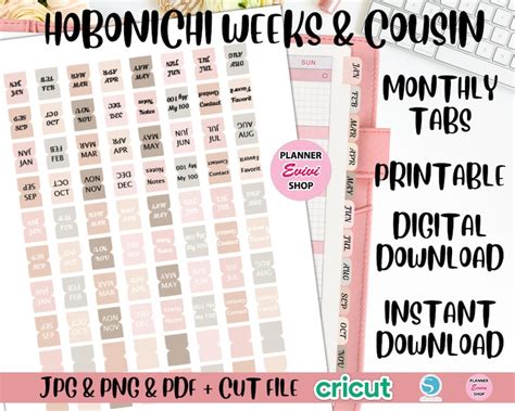 Hobonichi Tabs Hobonichi Weeks Hobonichi Cousin Printable Stickers