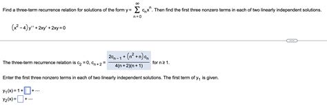 Solved Find A Three Term Recurrence Relation For Solutions Chegg