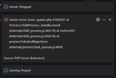 Server Error Error Spawn Php ENOENT Issue 67 Brapifra Vscode