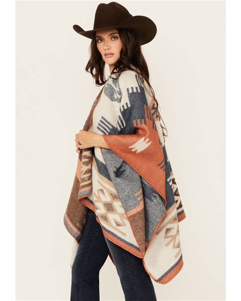 Shyanne Womens Southwestern Print Shawl Off White
