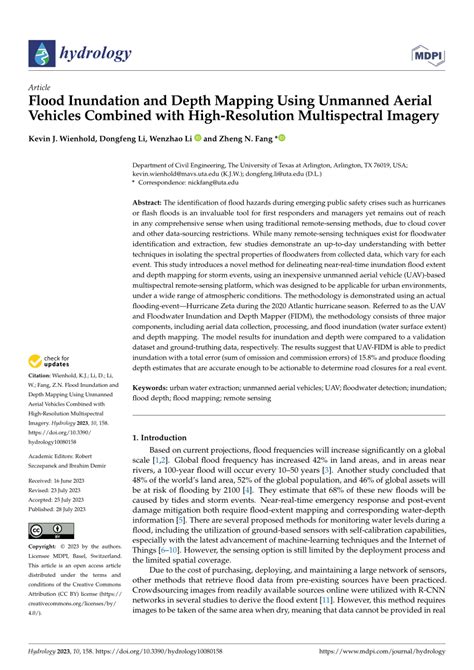 pdf flood inundation and depth mapping using unmanned aerial vehicles
