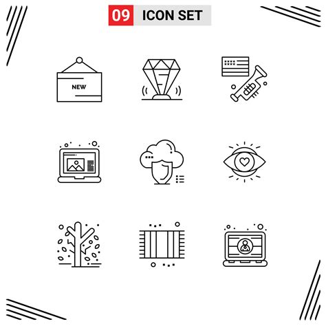 9 Universal Outline Signs Symbols Of Cloud Draw Ruby Create Laud Editable Vector Design Elements