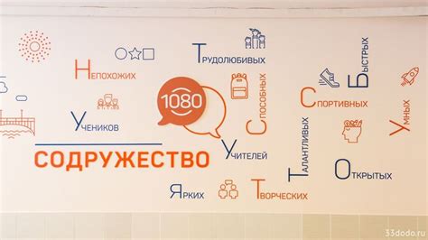 объемный логотип школы и ее ценности на стене Логотип школы Учебные
