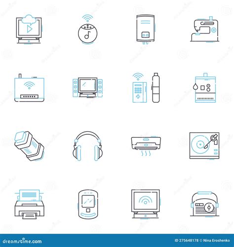 Computer Hardware Linear Icons Set Processor Motherboard Ram